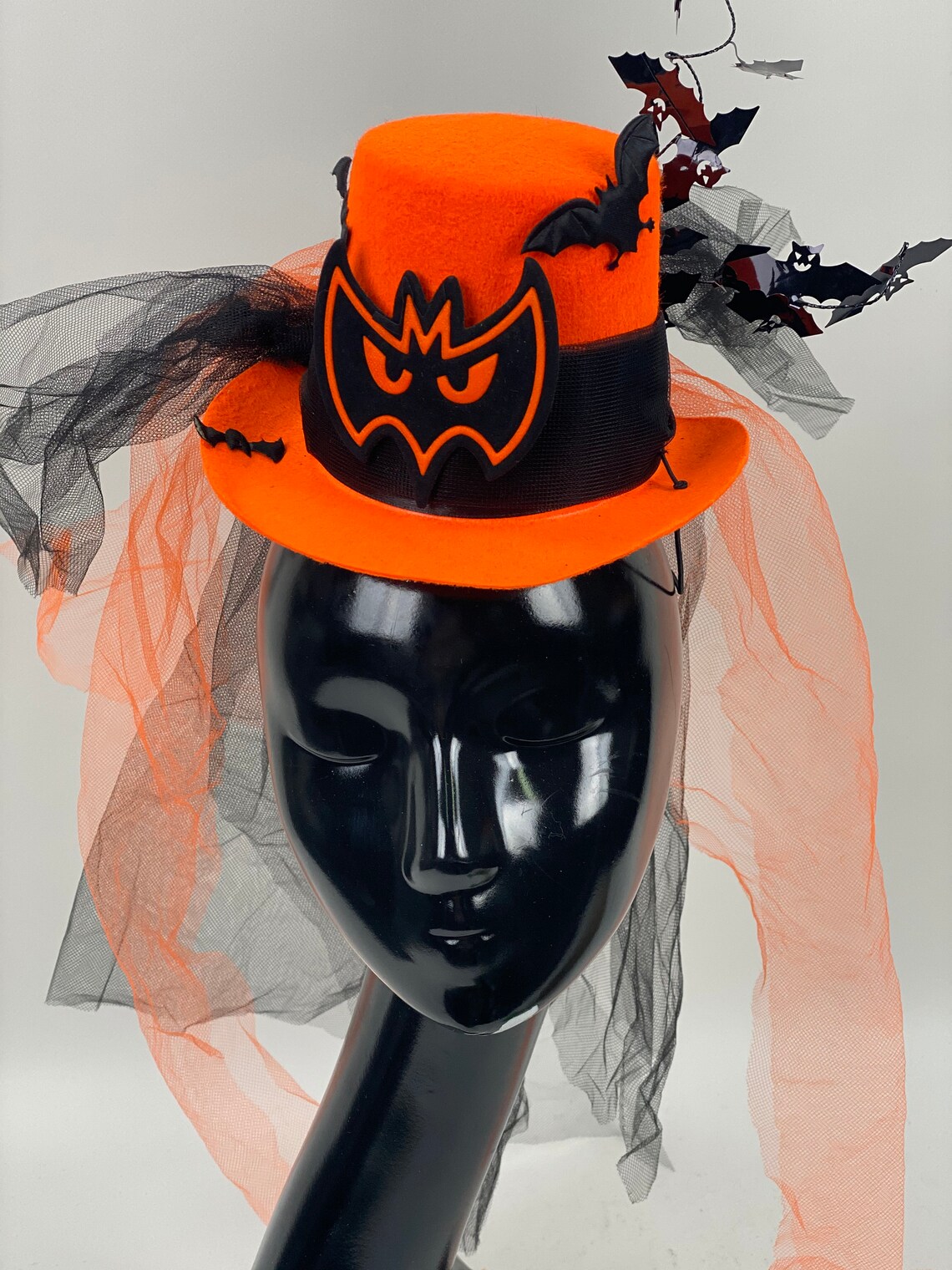 Black and Orange Mini Hat Halloween Mini Top Hat Top Hat - Etsy