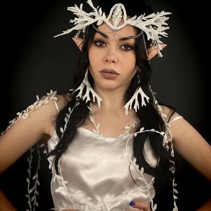 White Ice Fairy Tiara, Winter Fairy Crown, Winter Elf, White Nymph ...
