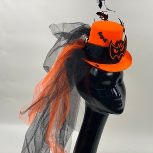 Black and Orange Mini Hat Halloween Mini Top Hat Top Hat - Etsy