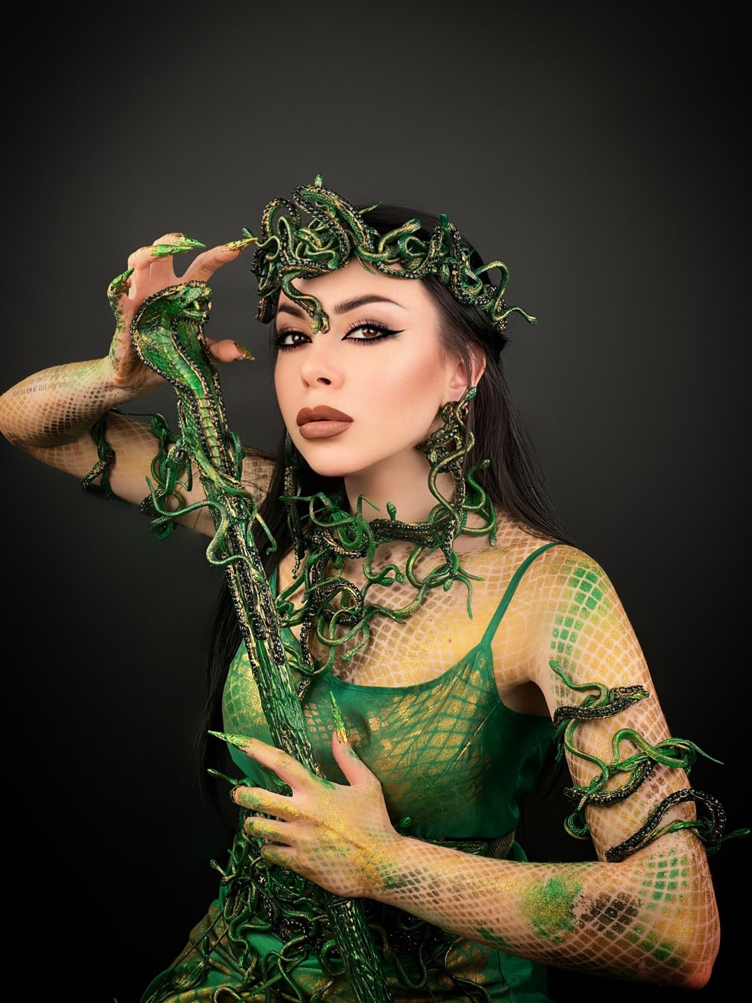 Green Serpent Queen, Luxury Green Medusa Gorgon Tiara, Gothic Medusa ...