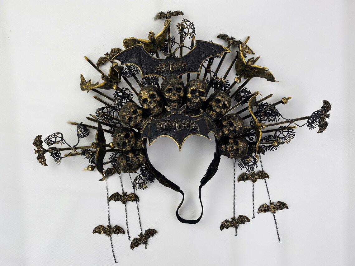 Gala Bat Queen Headpiece Bat Halo Crown Spiked Gothic Goddes - Etsy