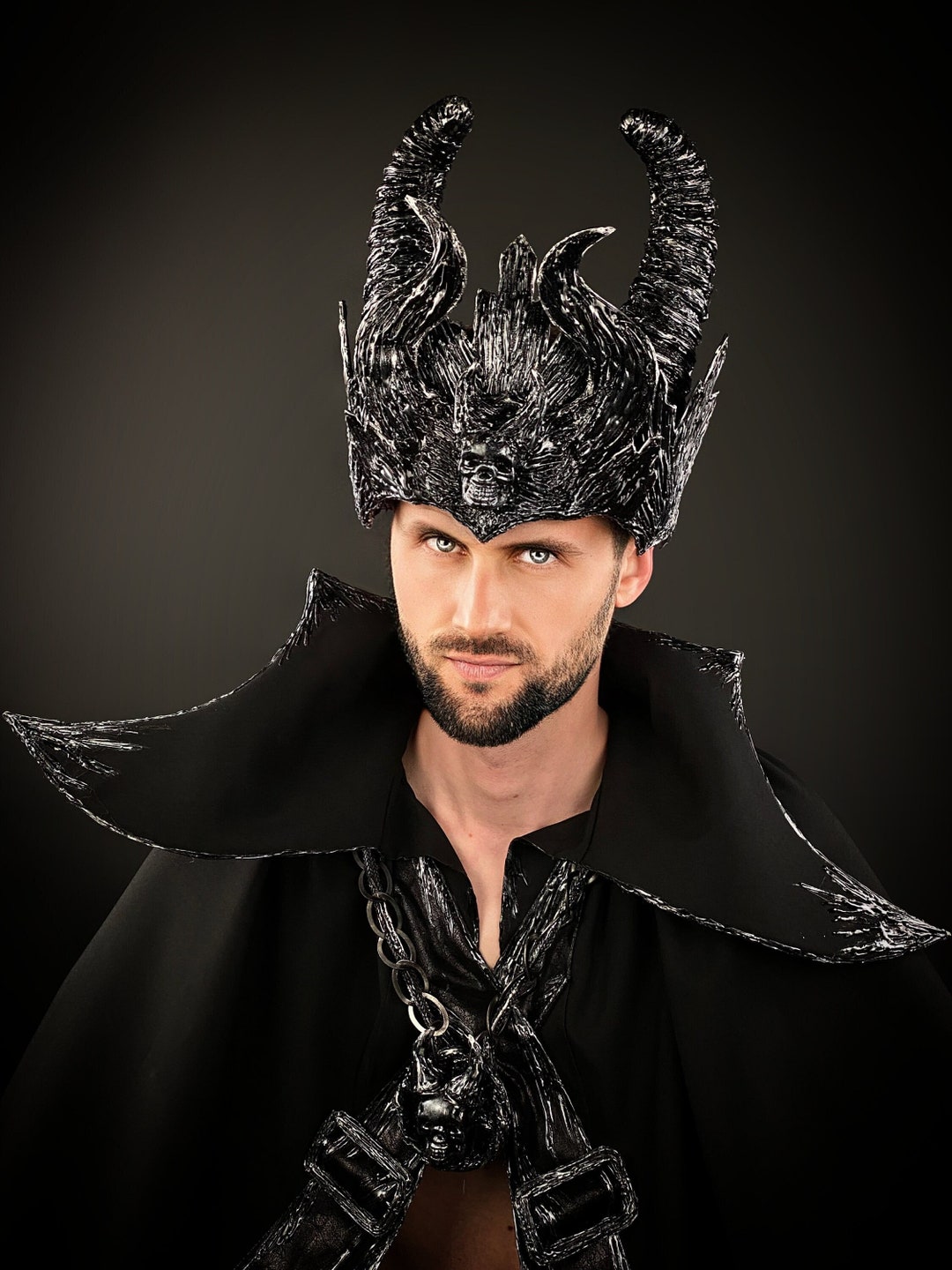 Demon Headpiece, Devil's Crown, Dark King's Bone, Large King, Gothic ...