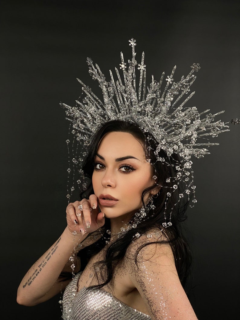 Snow Crystal Crown Woodland Crown Christmas Halo Crown Ice - Etsy