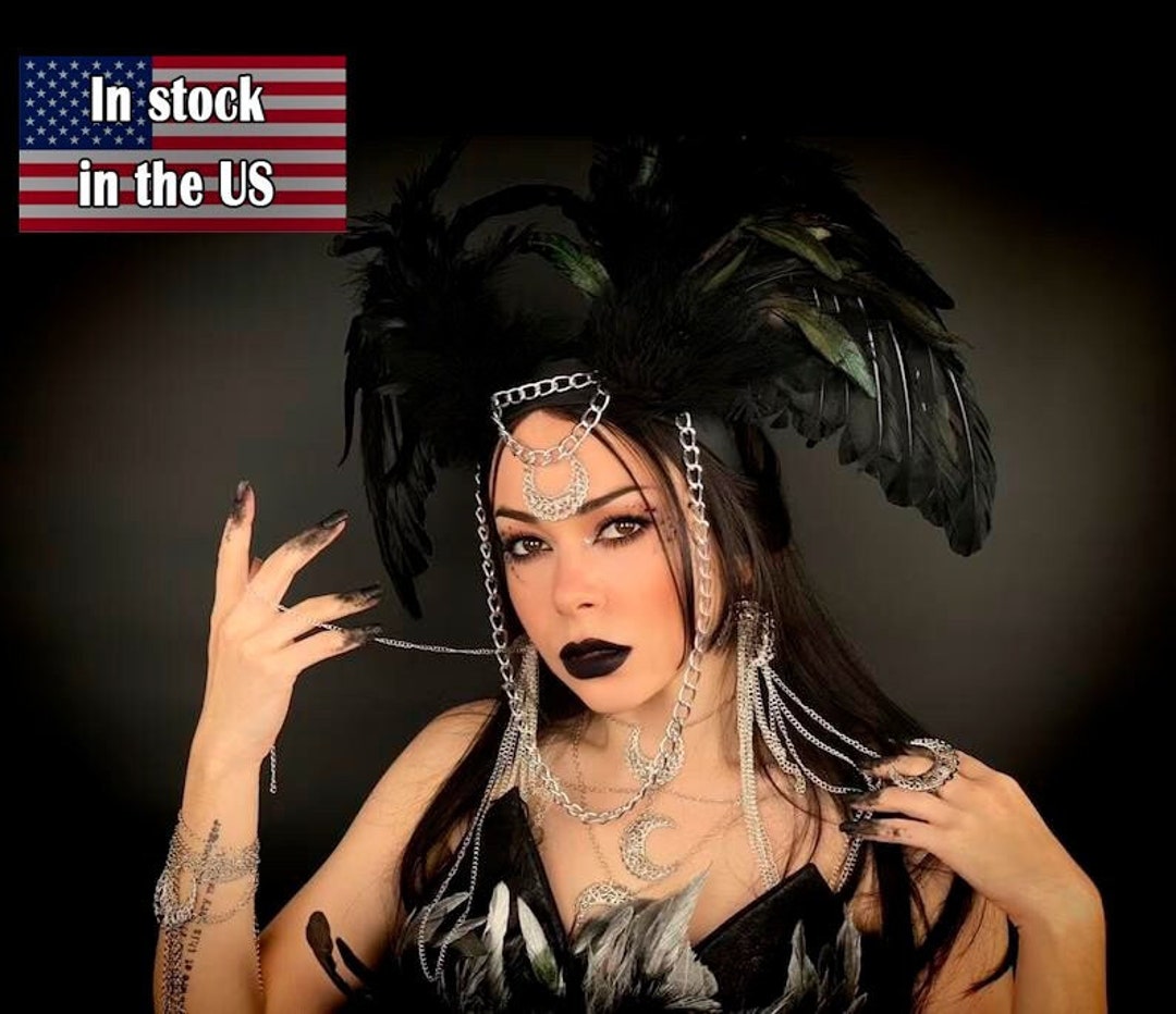 Gothic Winged Headpiece, Valkyrie Headpiece, Dark Queen’s Crown, Black ...