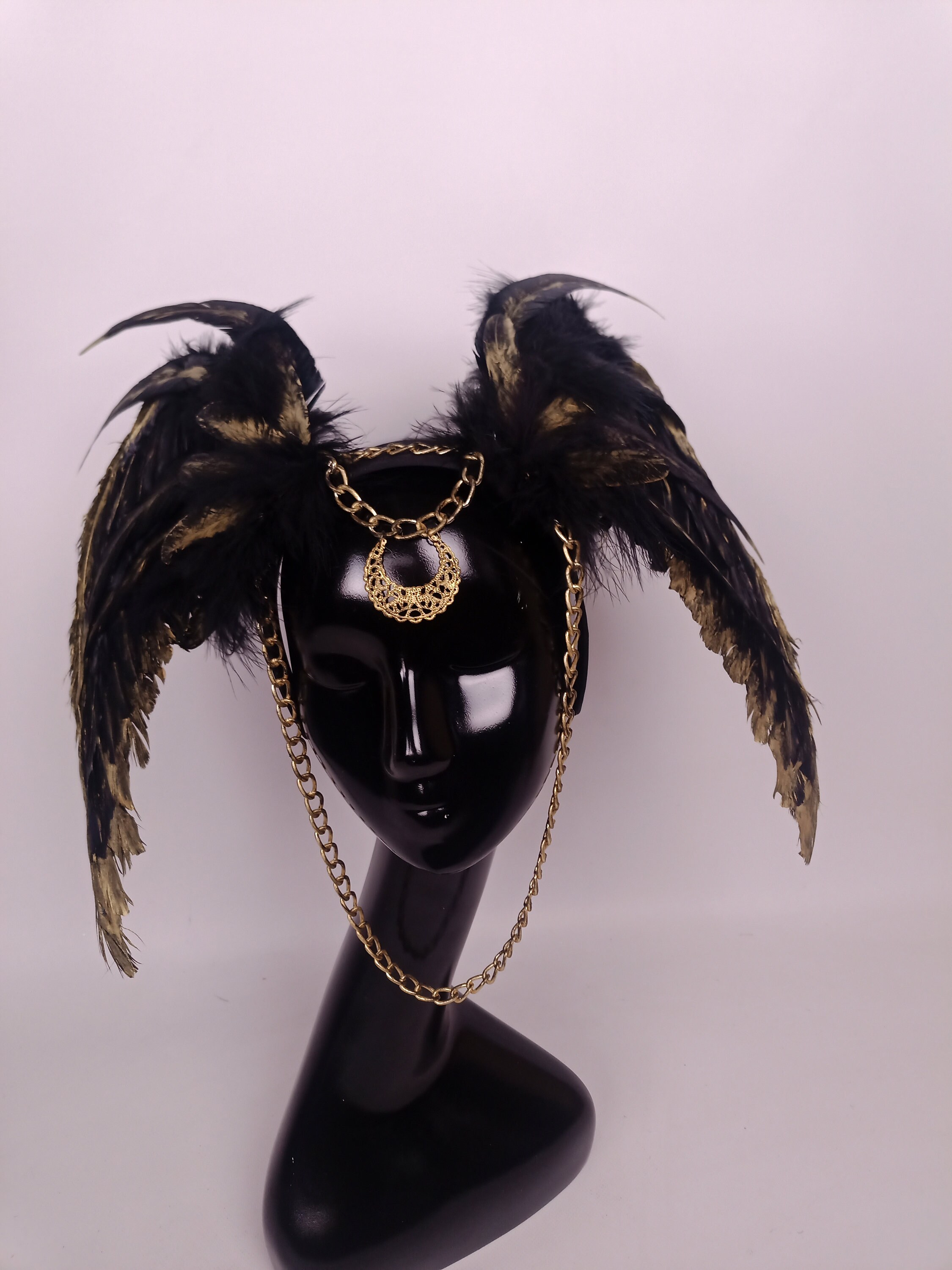 Gothic Headdress With Wings Dark Queen Headpiece Valkyrie | Etsy