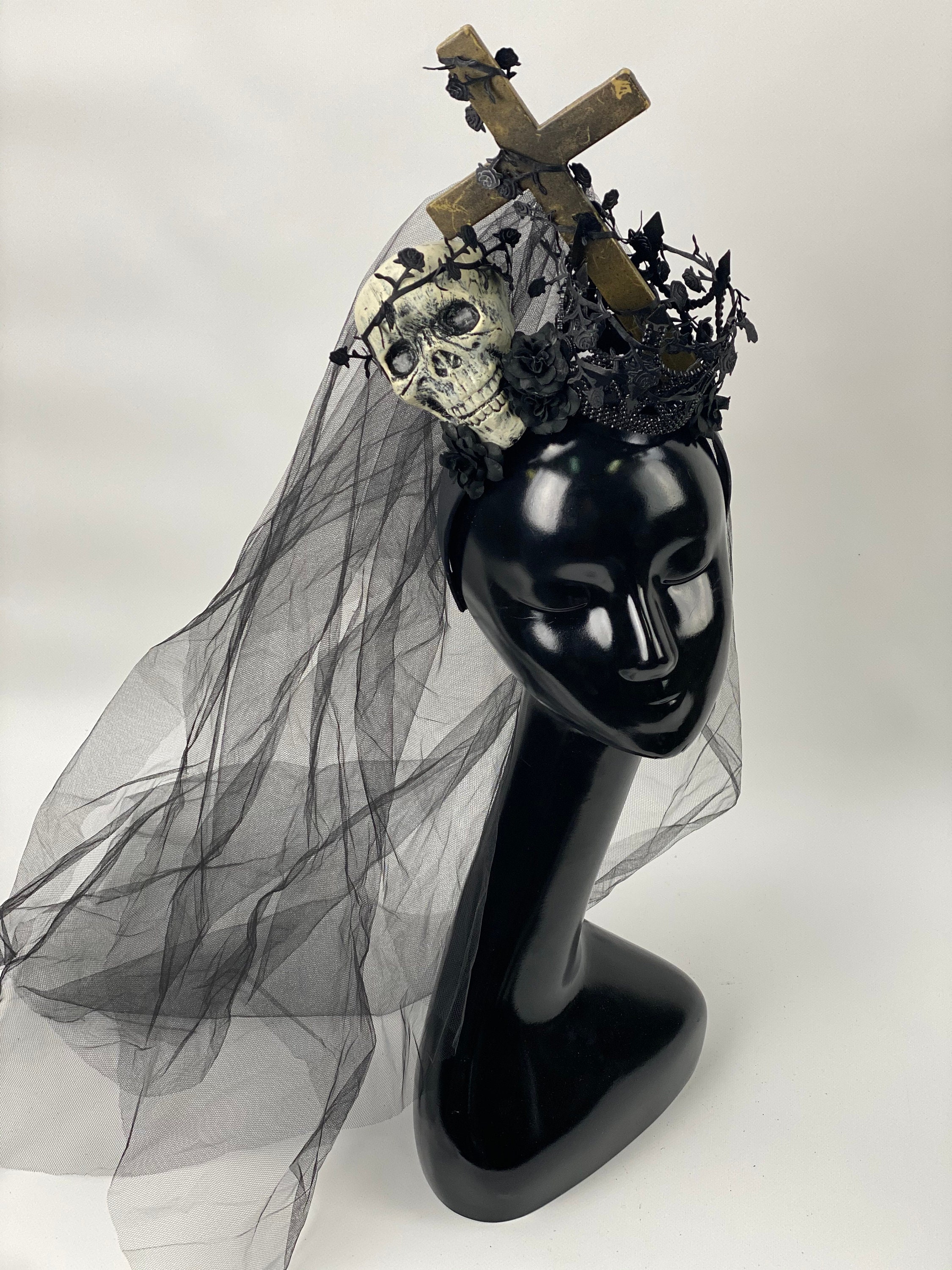 Halloween Headband With Cross Skull Headband Halloween - Etsy