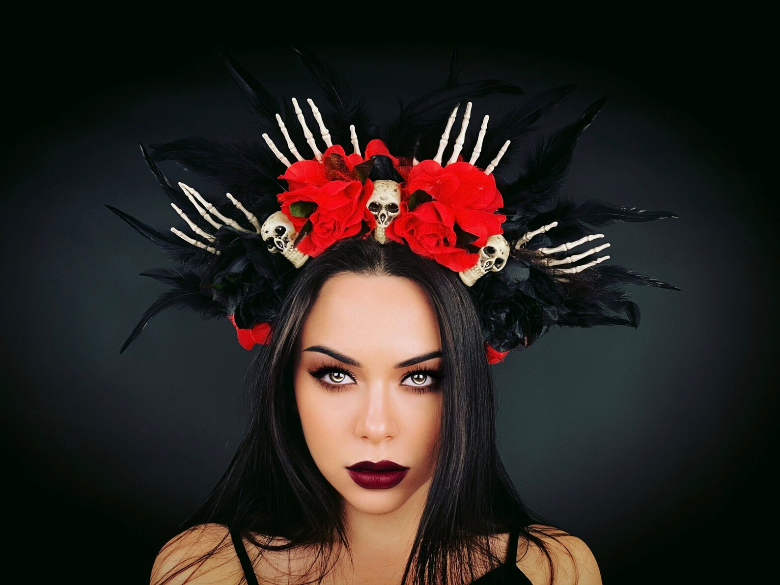 Large Skeleton Hands Crown Sugar Skull Flower Crown - Etsy
