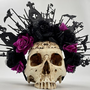 Dark Goddess Crown, Gothic Halo Crown, Day of the Dead Headdress, RIP ...