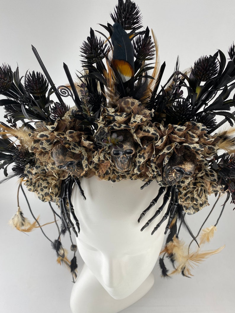 Voodoo Headpiece Black Mamba Crown Dark Shaman Skull - Etsy