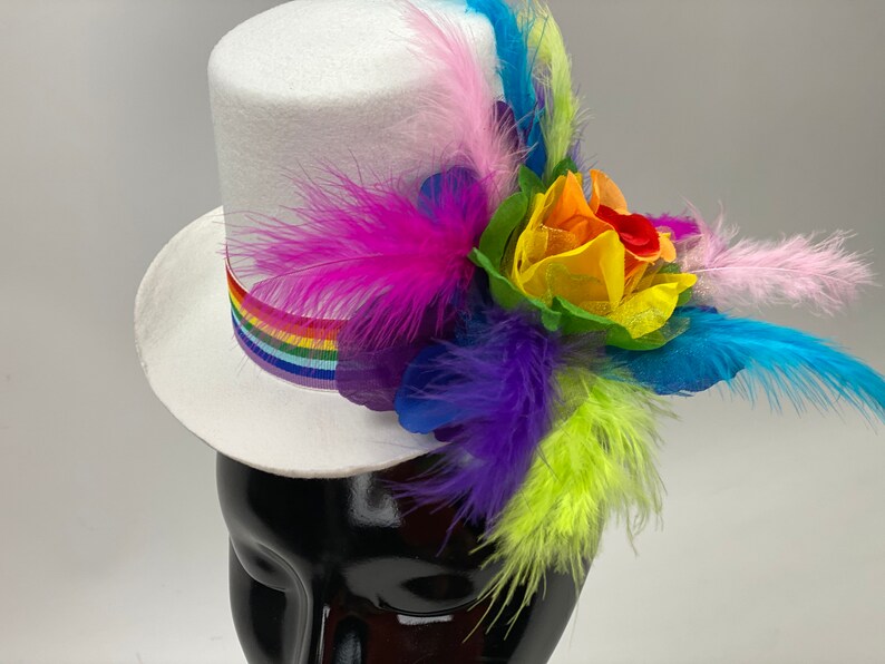 Rainbow Pride festival Hat Rainbow mini top hat with | Etsy