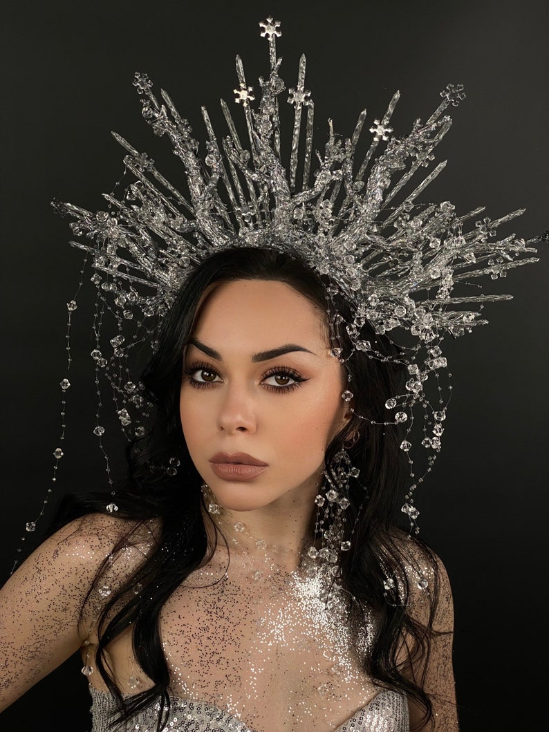 Snow Crystal Crown Woodland Crown Christmas Halo Crown Ice - Etsy