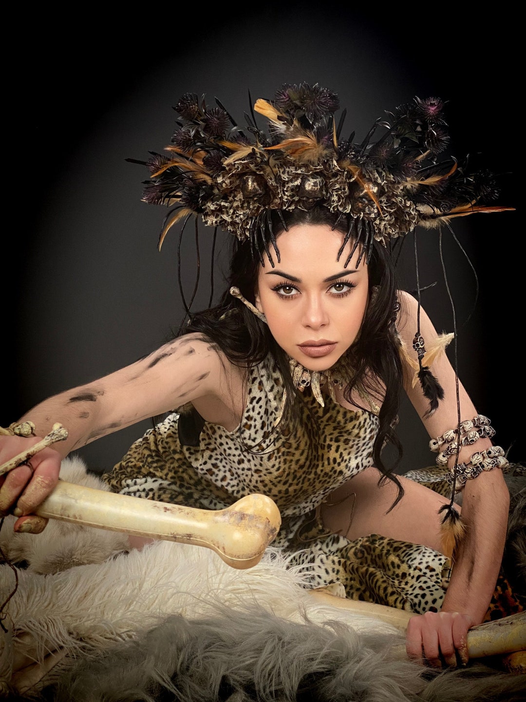 Voodoo Headpiece, Black Mamba Crown, Dark Shaman Skull Headpiece ...