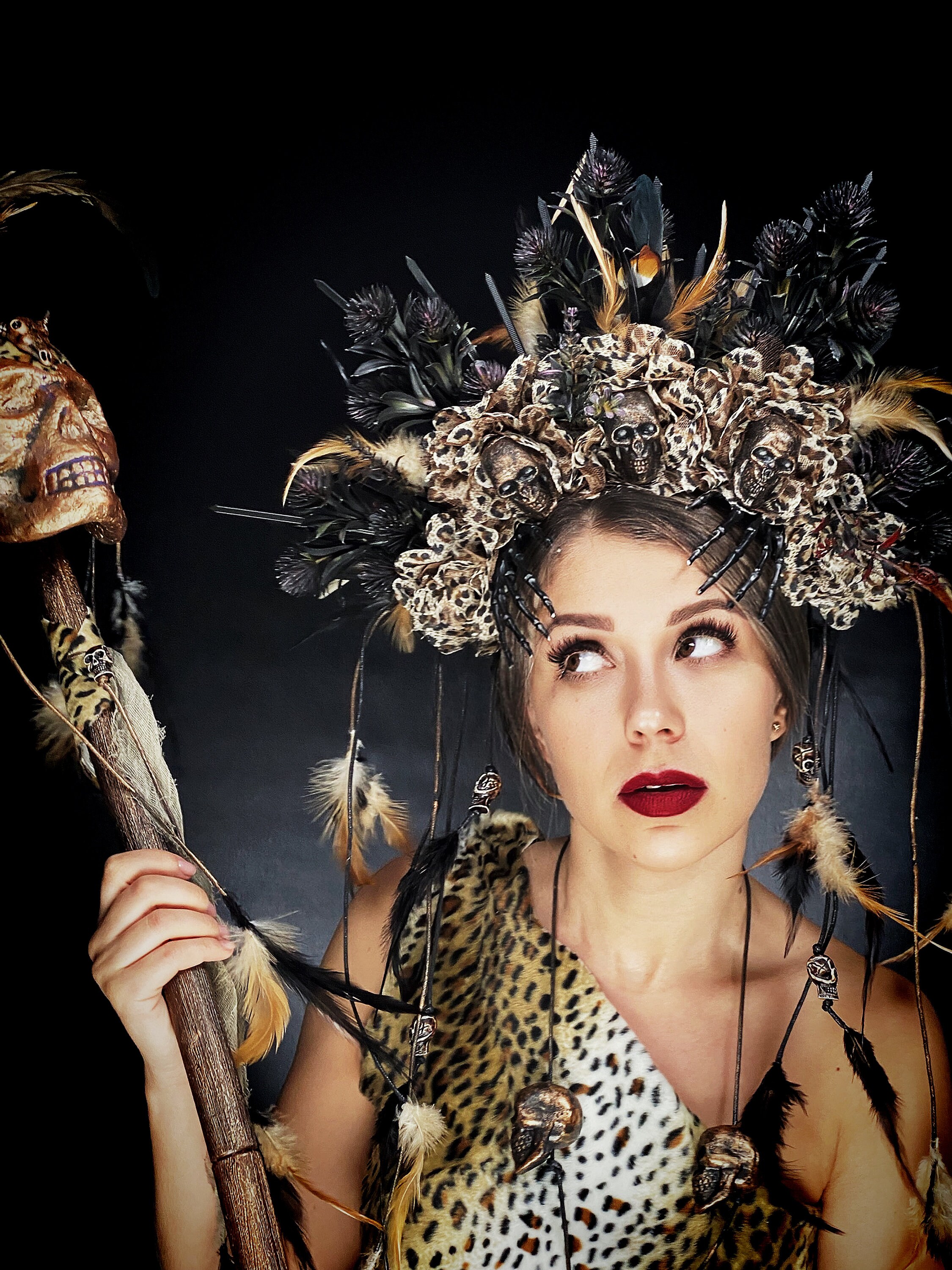 Voodoo Headpiece Black Mamba Crown Dark Shaman Skull - Etsy