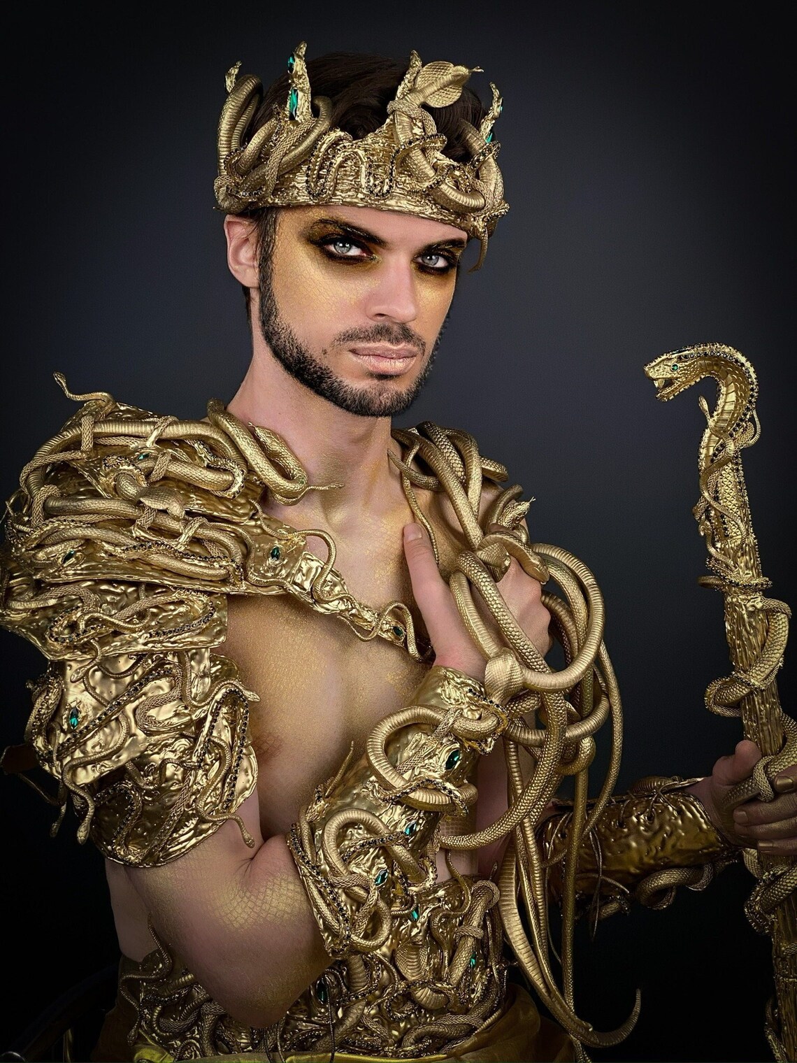 Burning Man, Gold Medusa Gorgon Crown, Luxury Snake Headdress, Gothic ...