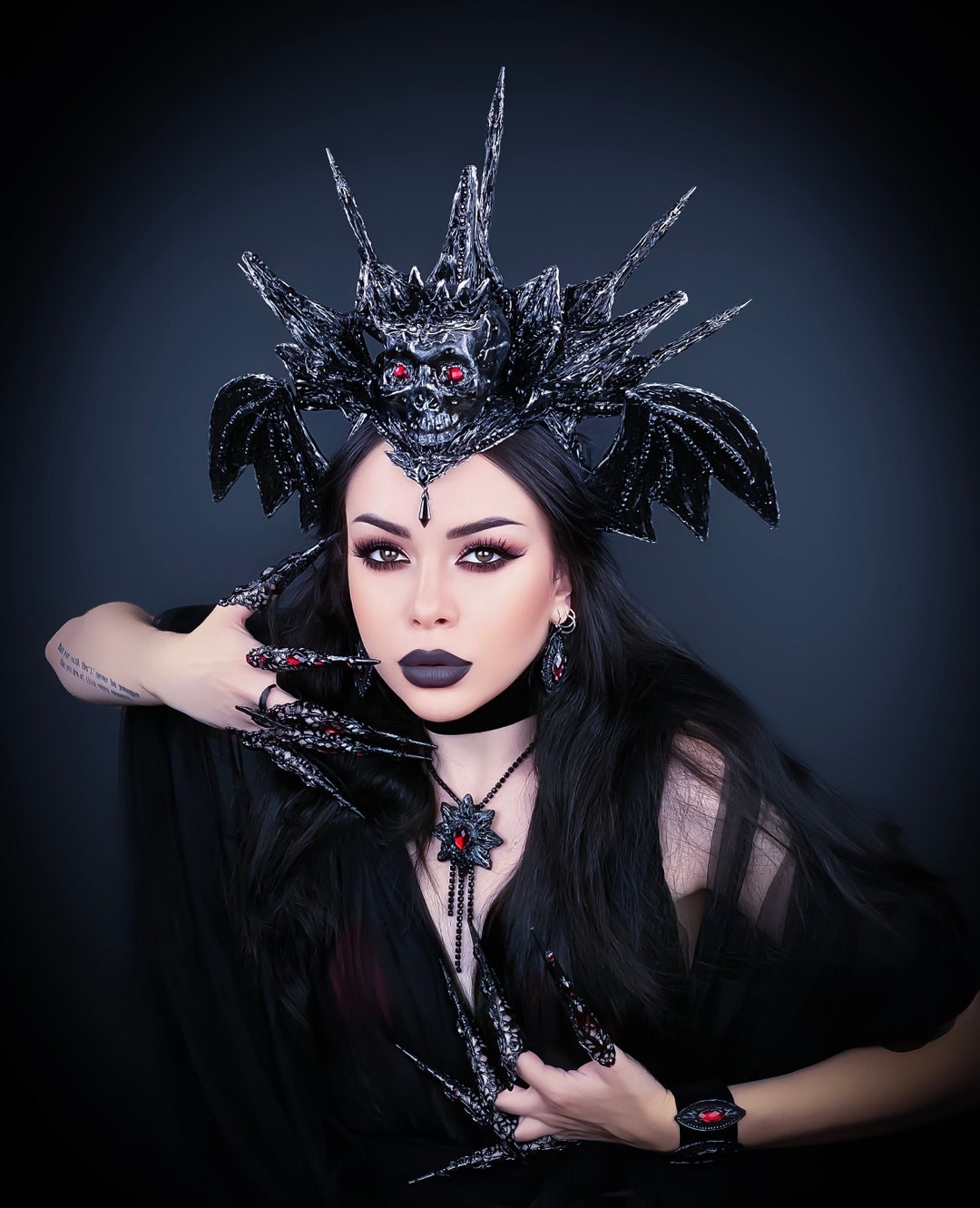 Vampire Queen, Valkyrie Crown, Bat Halo Crown, Winged Headpiece, Dark ...