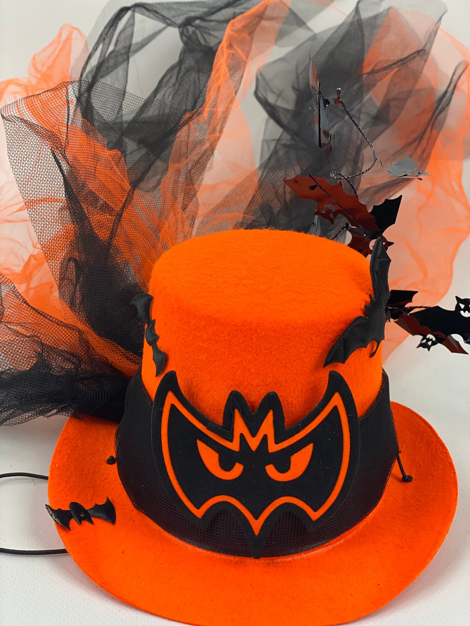 Black and Orange Mini Hat Halloween Mini Top Hat Top Hat - Etsy