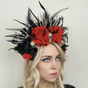 Large Skeleton Hands Crown Sugar Skull Flower Crown | Etsy