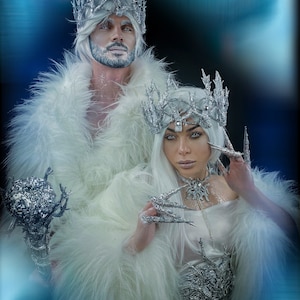 Winter Crowns for Couple, Ice Queen and Ice King Crowns, Snow King and ...