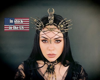 Dark Fairy Headpiece, Woodland Tiara, Goth Crown Wedding, Gothic ...