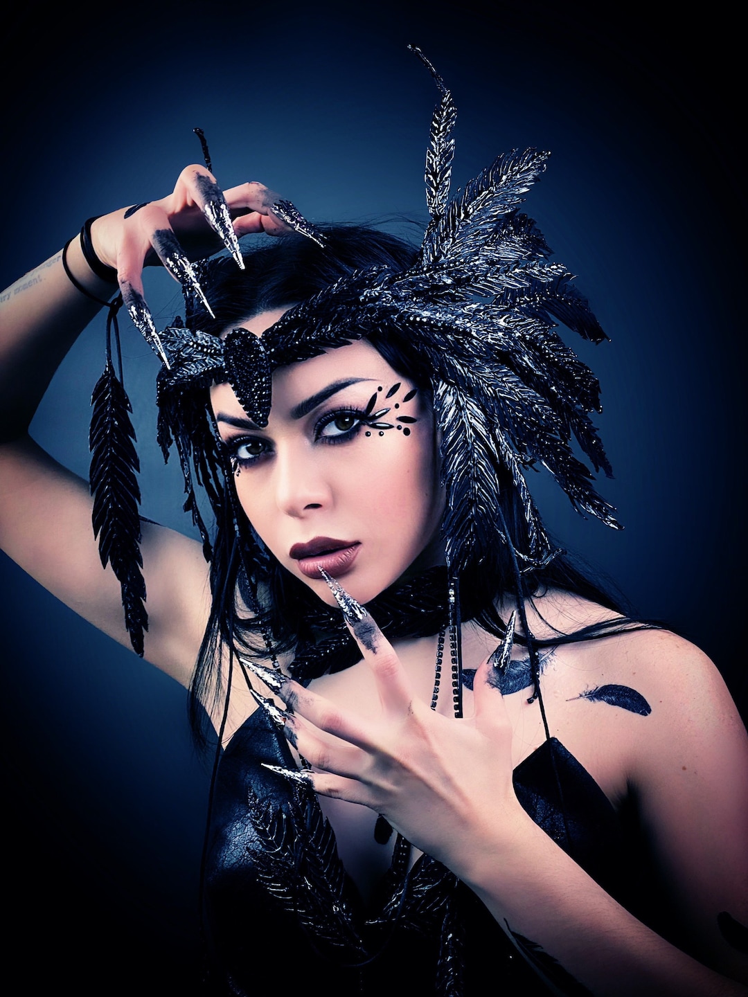 Black Swan Crown, Black Bird Tiara, Black Crow Headdress, Dark Nymph ...