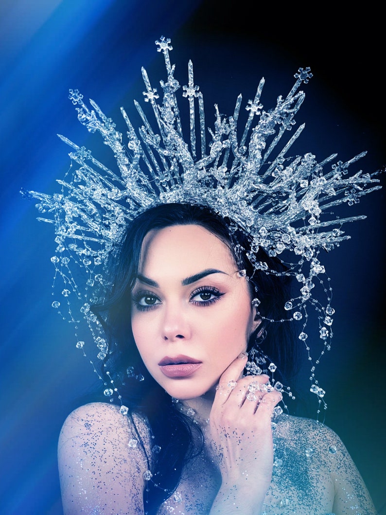 Snow Crystal Crown Woodland Crown Christmas Halo Crown Ice - Etsy