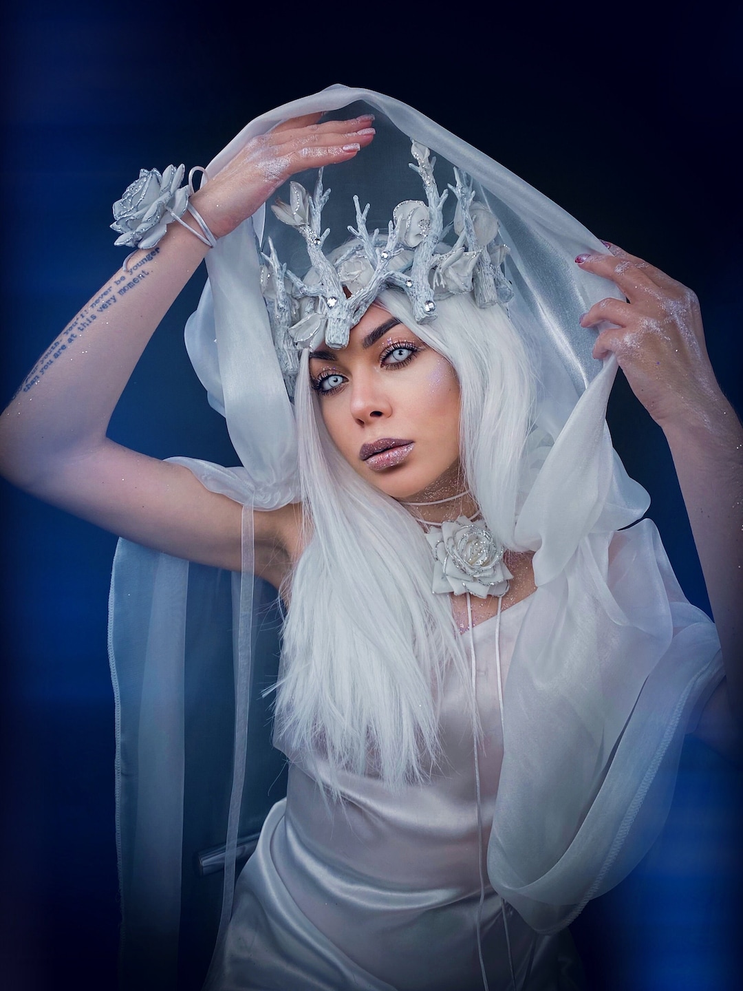 Ice Fairy Snow Crown, Silver Queen Headdress, Winter Snow White Party ...