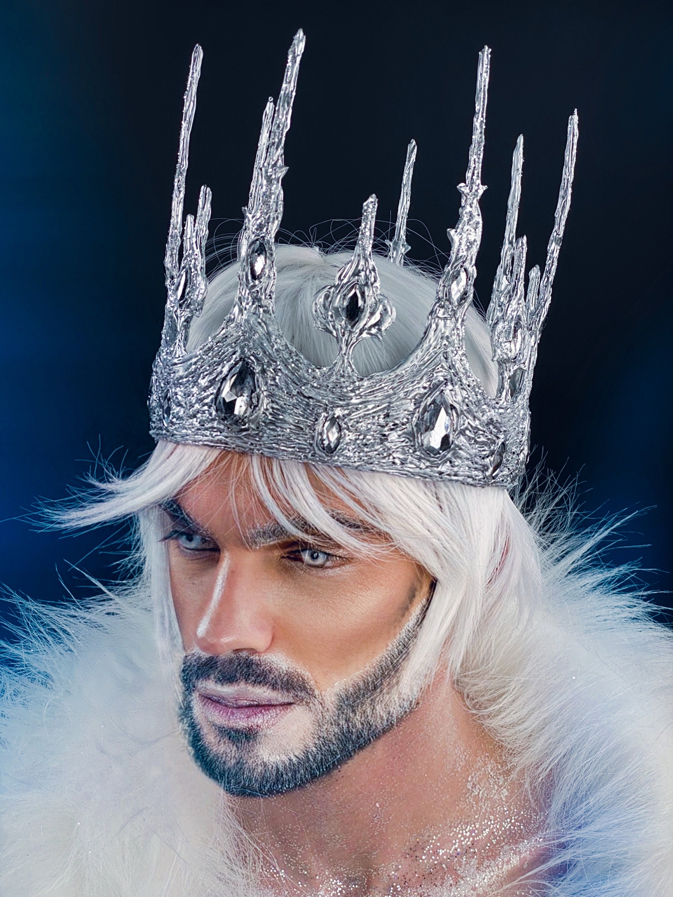 Ice King Crown, Snow Winter Headdress, Christmas Headband, New Year - Etsy
