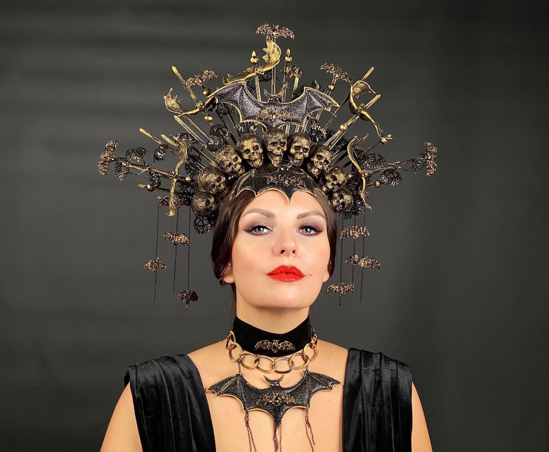 Gala Bat Queen Headpiece, Bat Halo Crown, Spiked Gothic Goddes ...