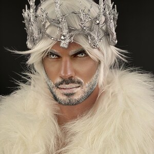 Ice King Crown, Unisex Silver Crown, Snow King Crown, Winter Headdress ...