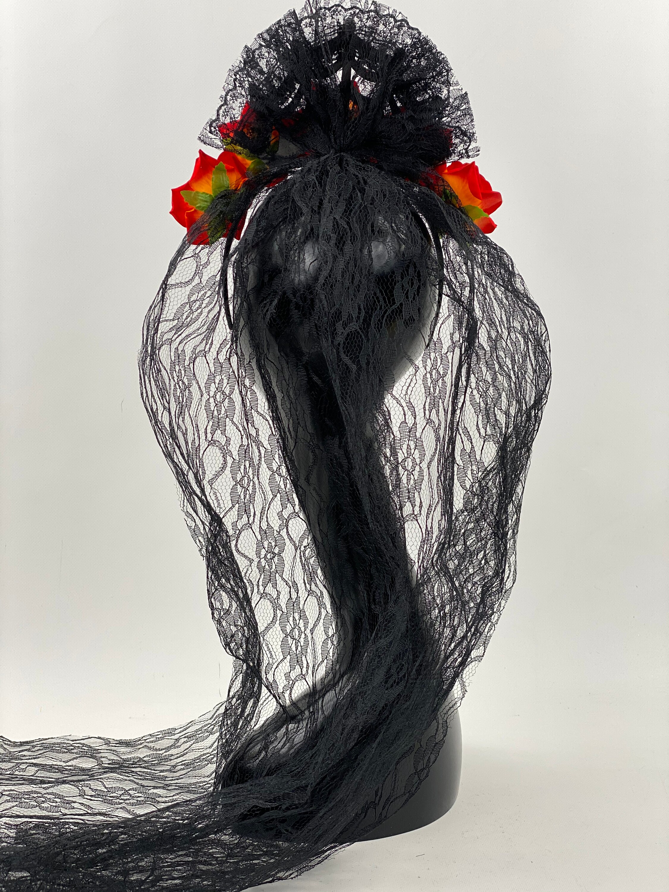 Mexican Red Rose Flower Crown Dia de los Muertos Headpiece | Etsy