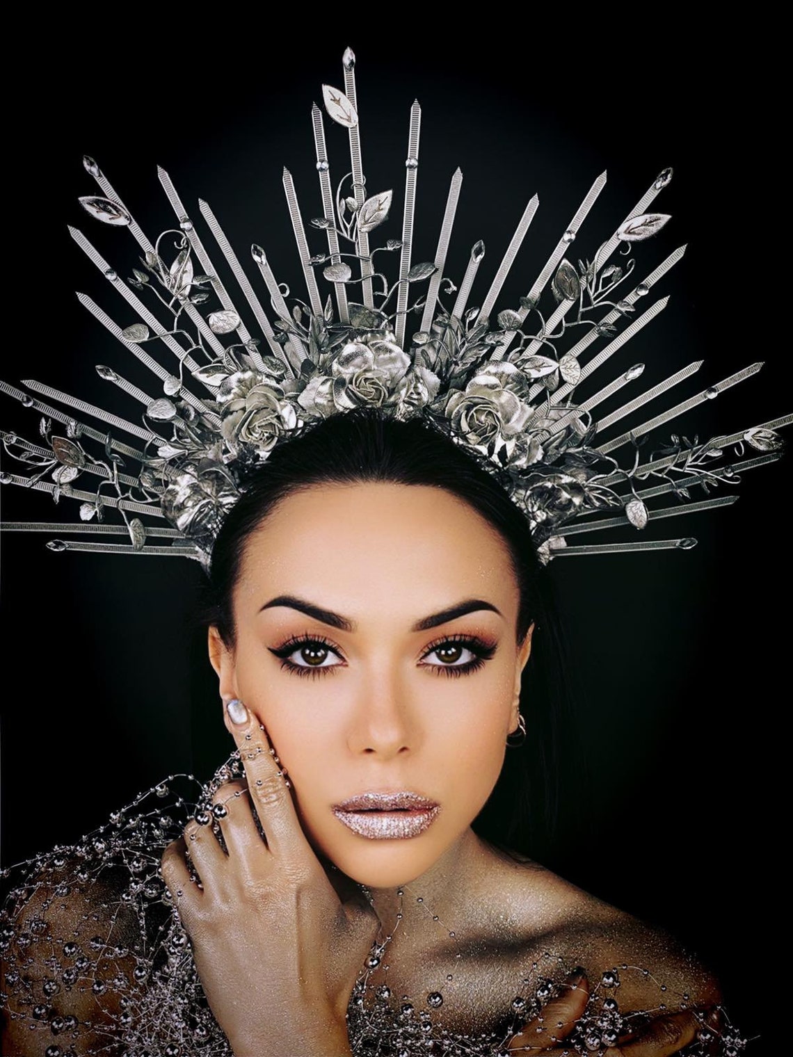 Goddess Crown Sunburst Silver Crown Halo Crown Wedding - Etsy