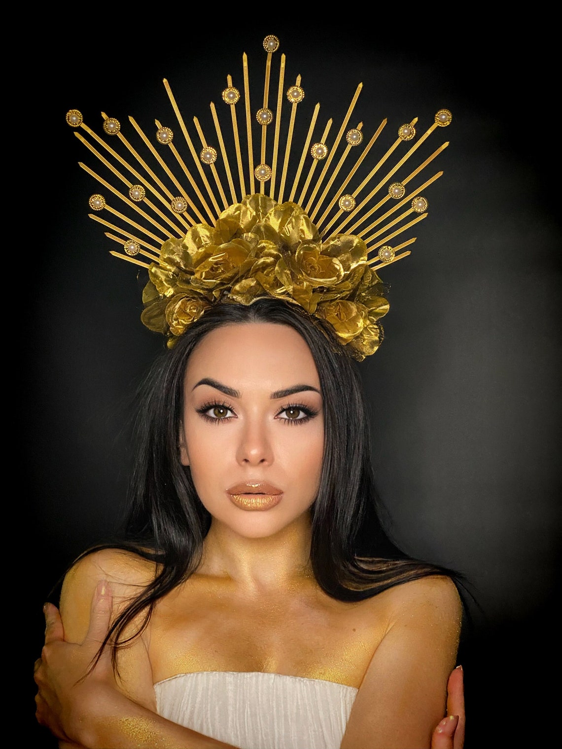 Sunburst Crown Halo Spiked Headpiece Met Flower Crown - Etsy
