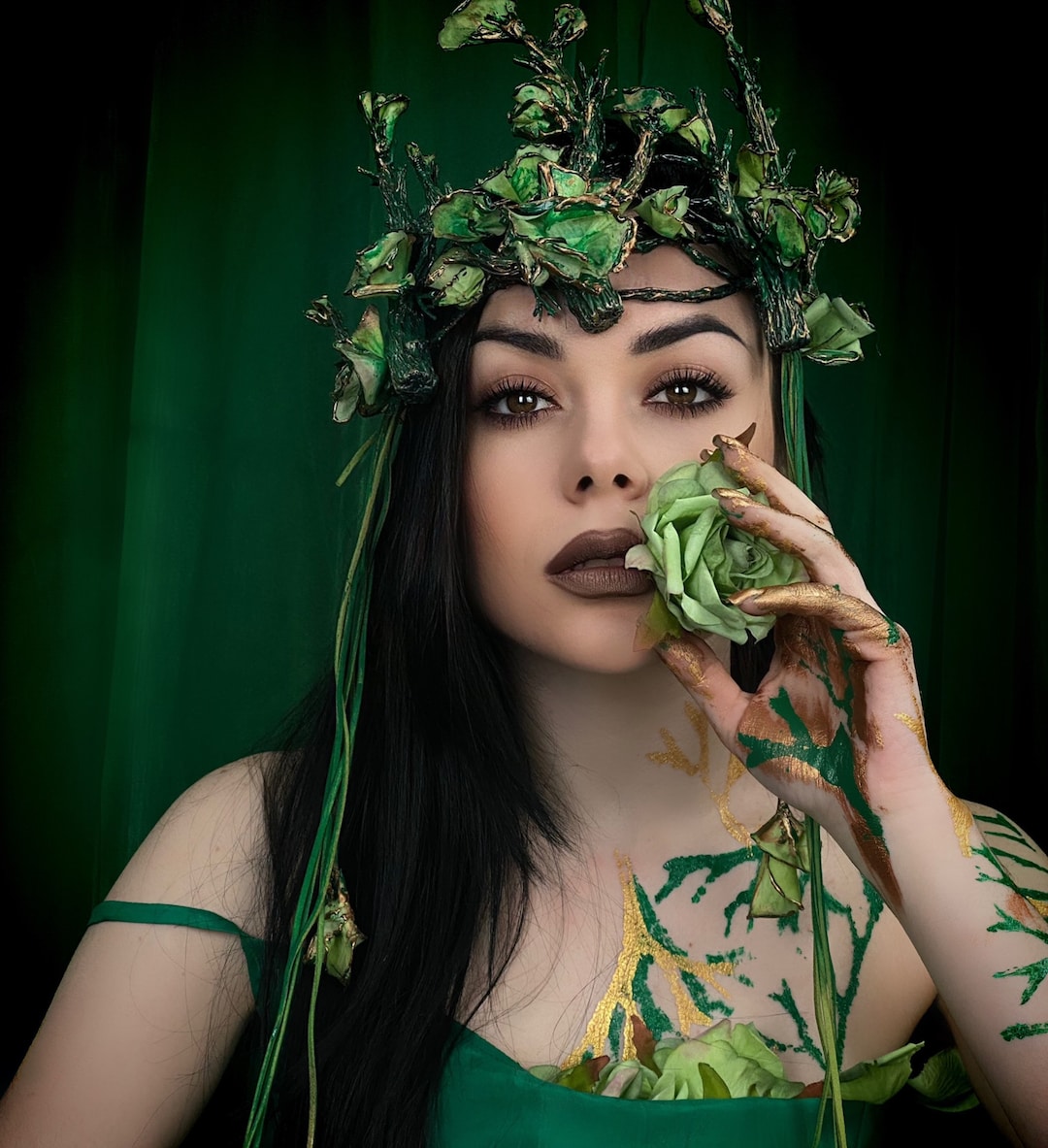 Nymph Flower Tiara, Green Fairy Tiara, Branch Rose Crown, Wood Elf ...