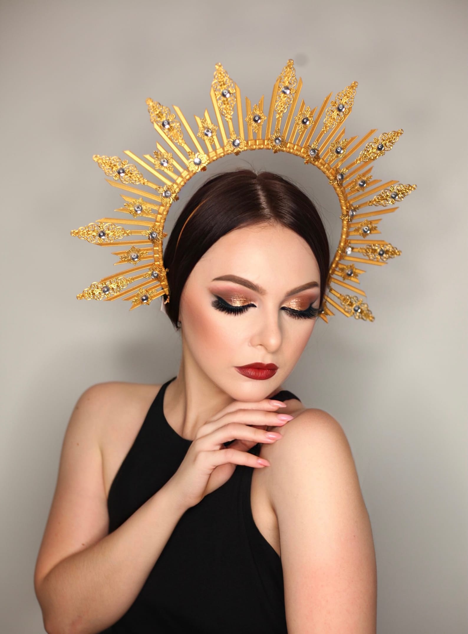 Goddess Halo Crown Sunburst Crown Gold Halo Crown Met Gala - Etsy