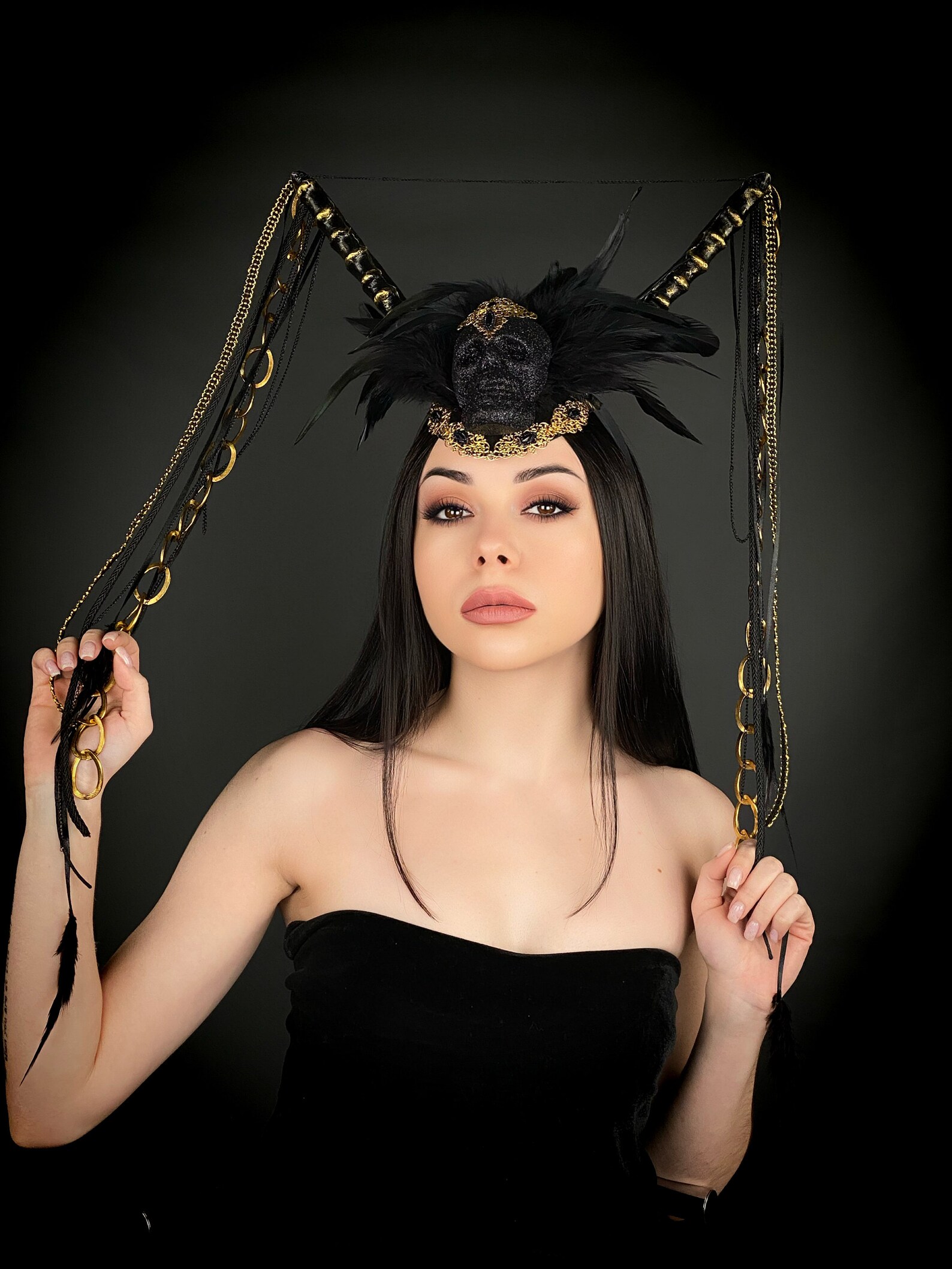 Demon Horns Headpiece Dark Queen Crown Antelope Gothic - Etsy