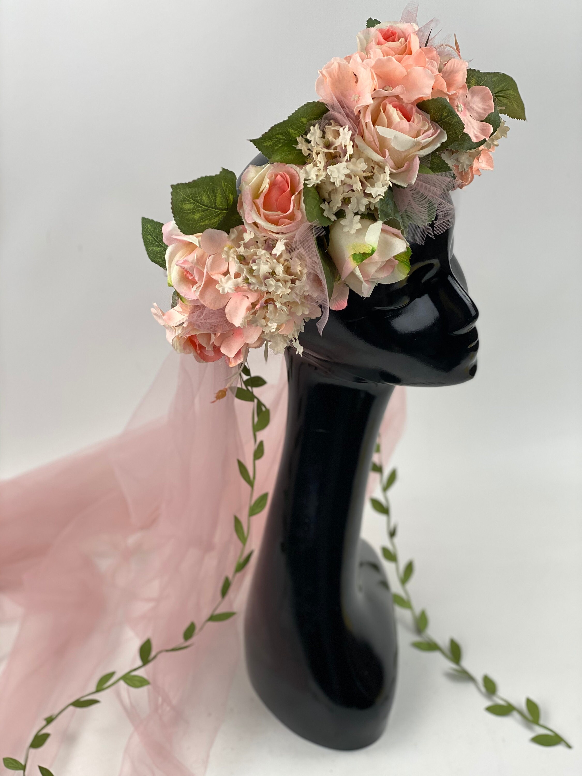 Flower headpieceFloral crown with veilLarge flower | Etsy