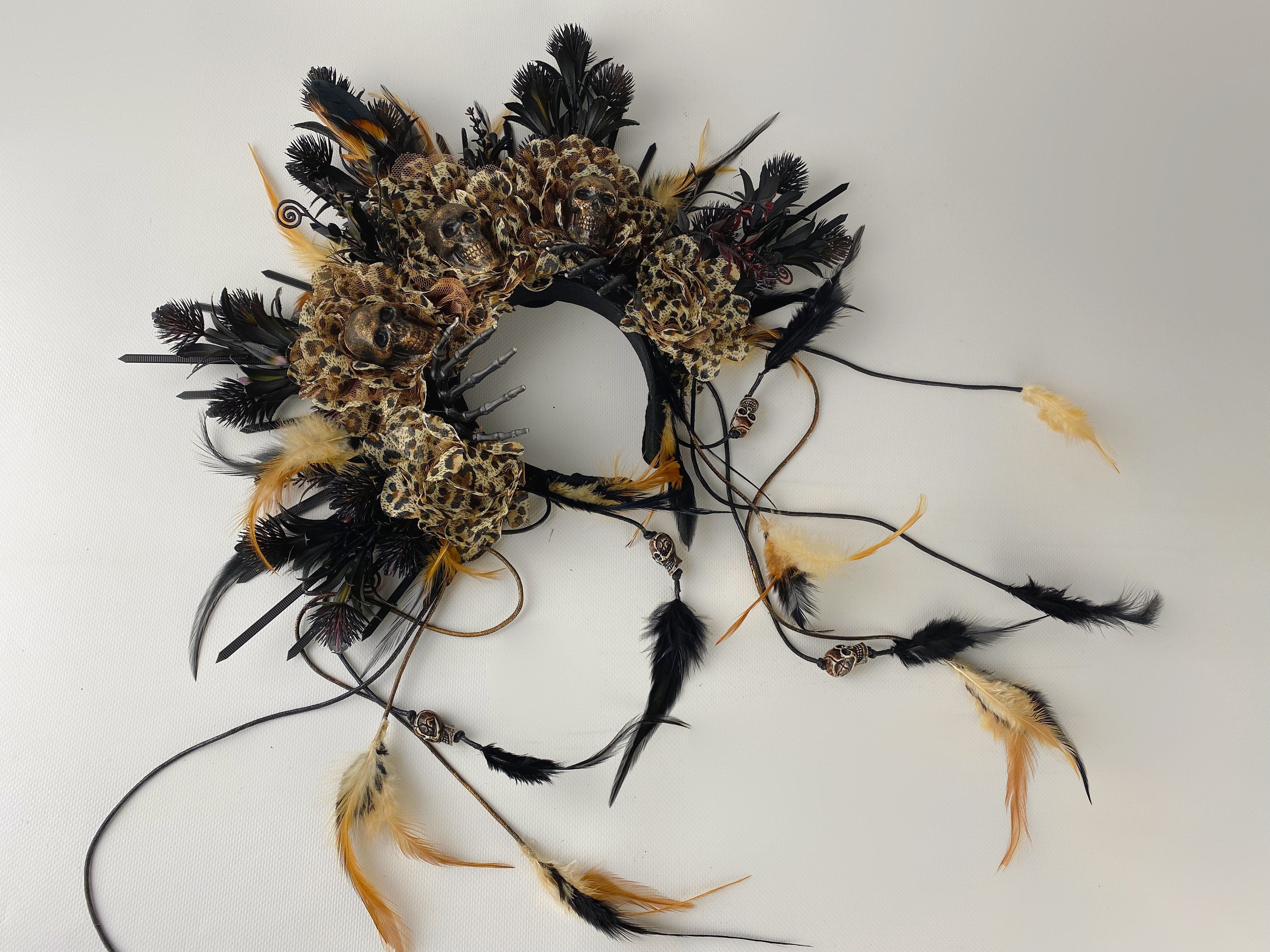 Voodoo Headpiece Black Mamba Crown Dark Shaman Skull - Etsy