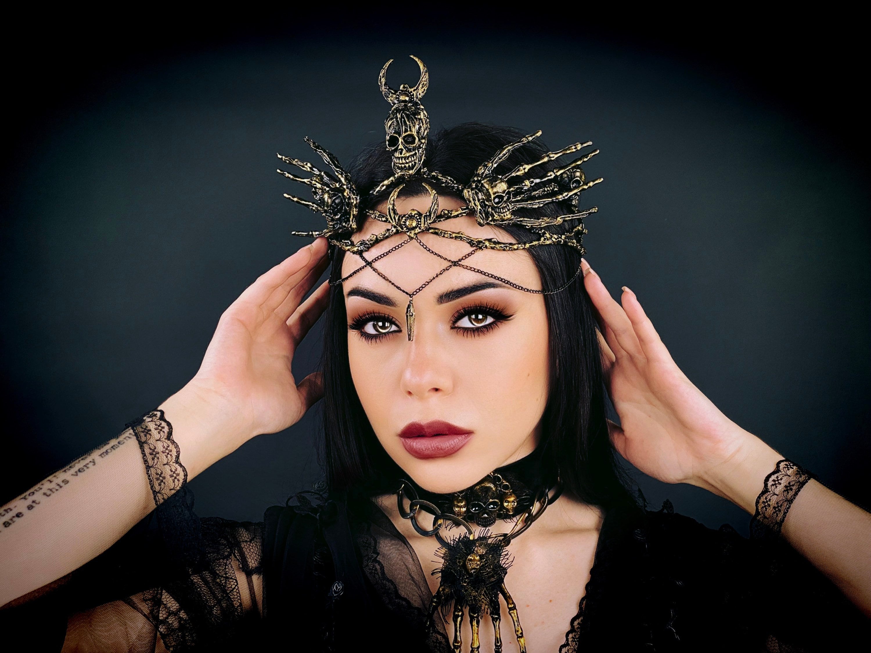 Death Skull Crown Dark Fairy Queen Witch Crown Voodoo - Etsy