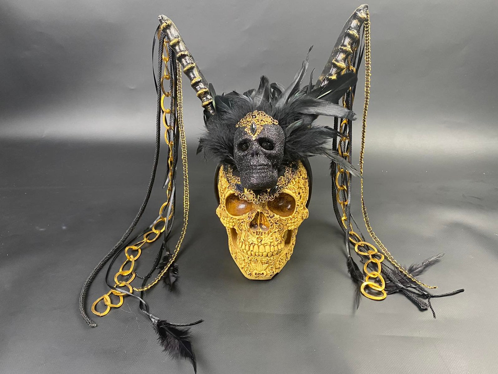 Demon Horns Headpiece Dark Queen Crown Antelope Gothic - Etsy