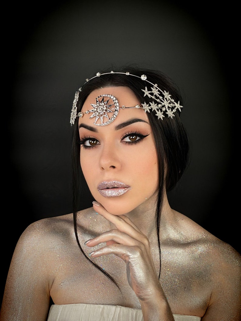 Galaxy Tiara Moon Headband Silver Star Tiara Celestial - Etsy