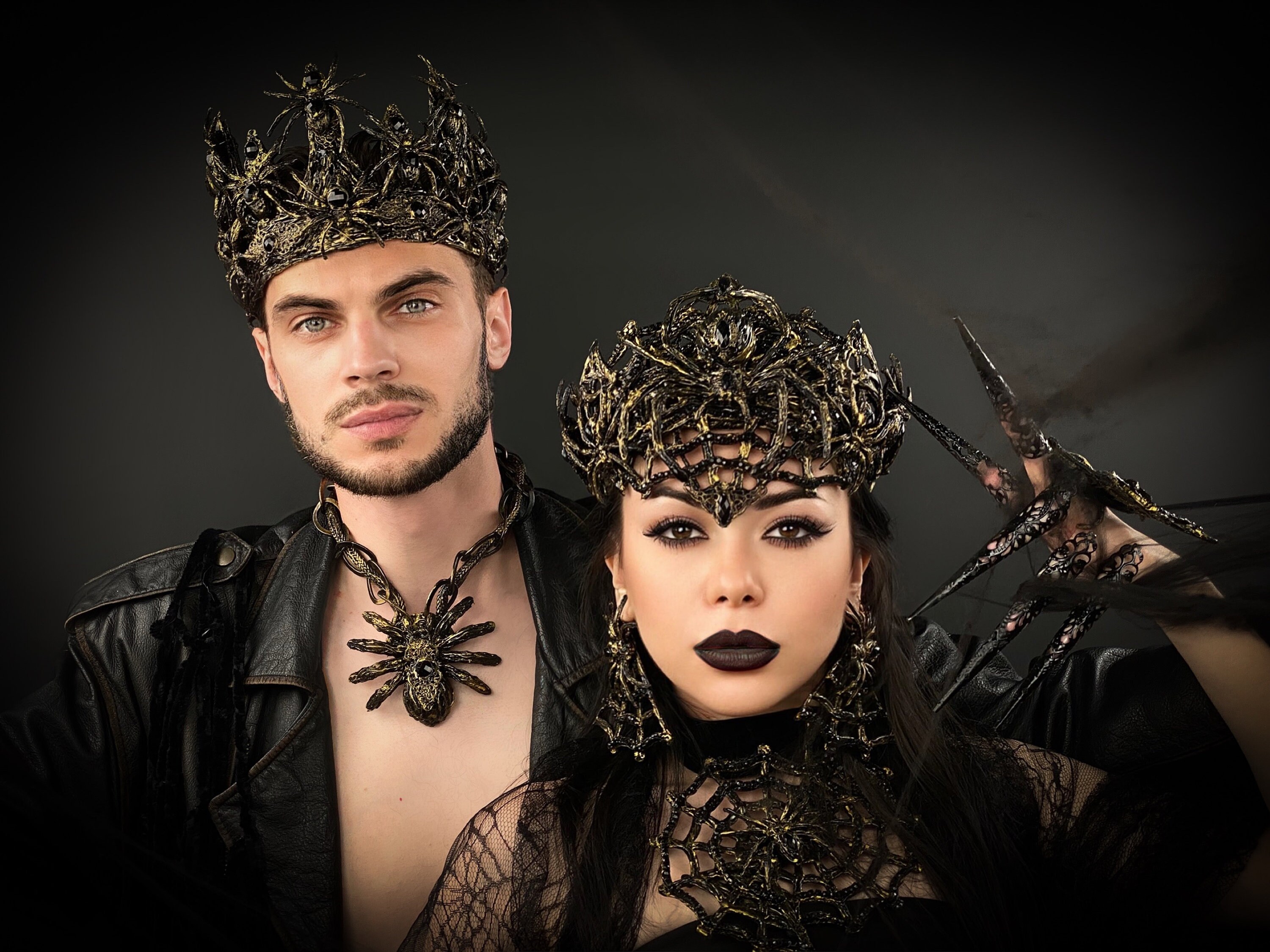 Burning Man, Couple Gothic Crowns, Spider Crown for Couple, Queen and ...