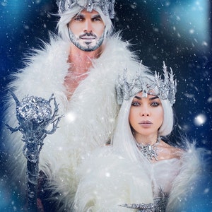 Winter Crowns for Couple, Ice Queen and Ice King Crowns, Snow King and ...
