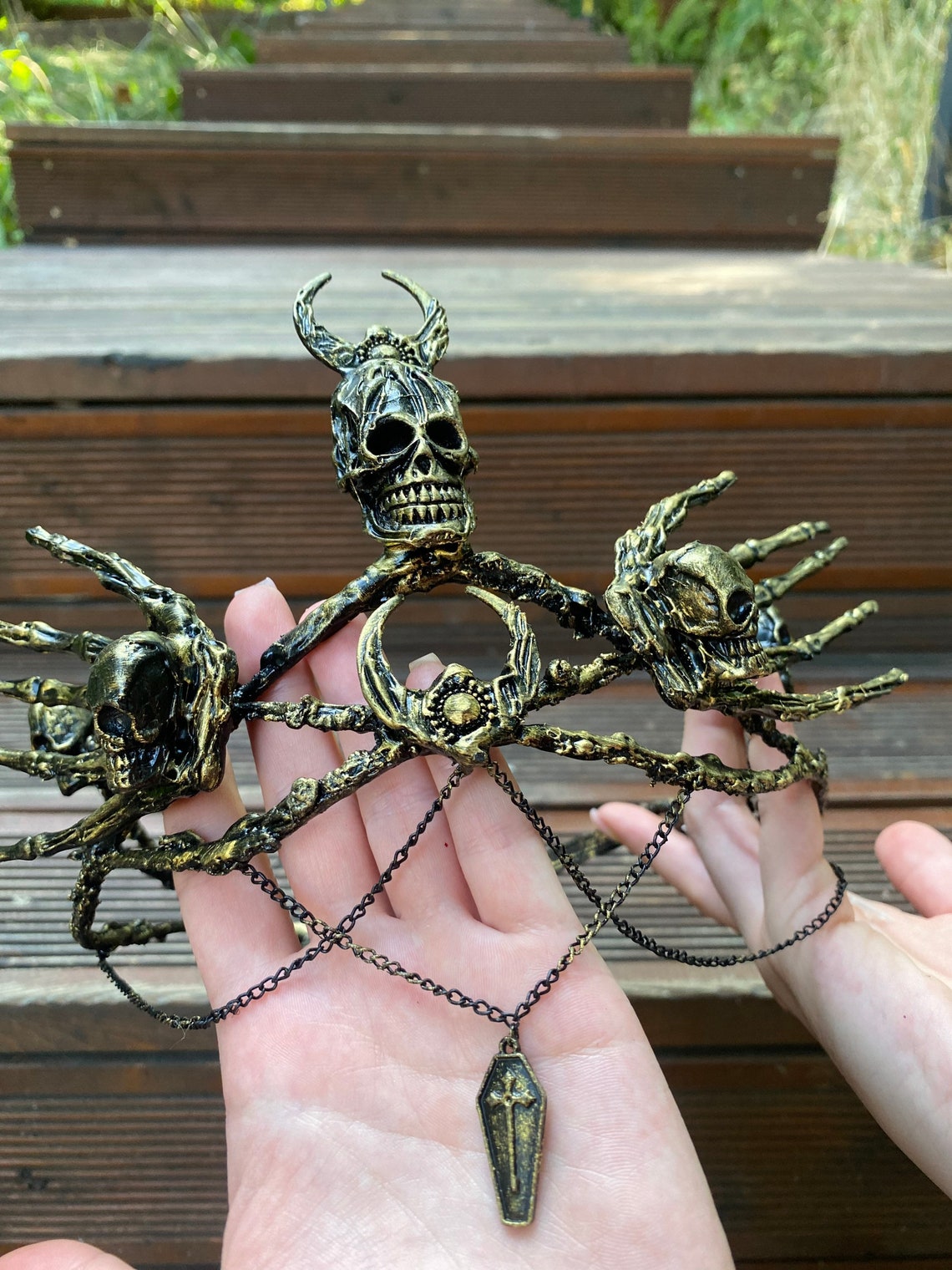 Death Skull Crown Dark Fairy Queen Witch Crown Voodoo - Etsy