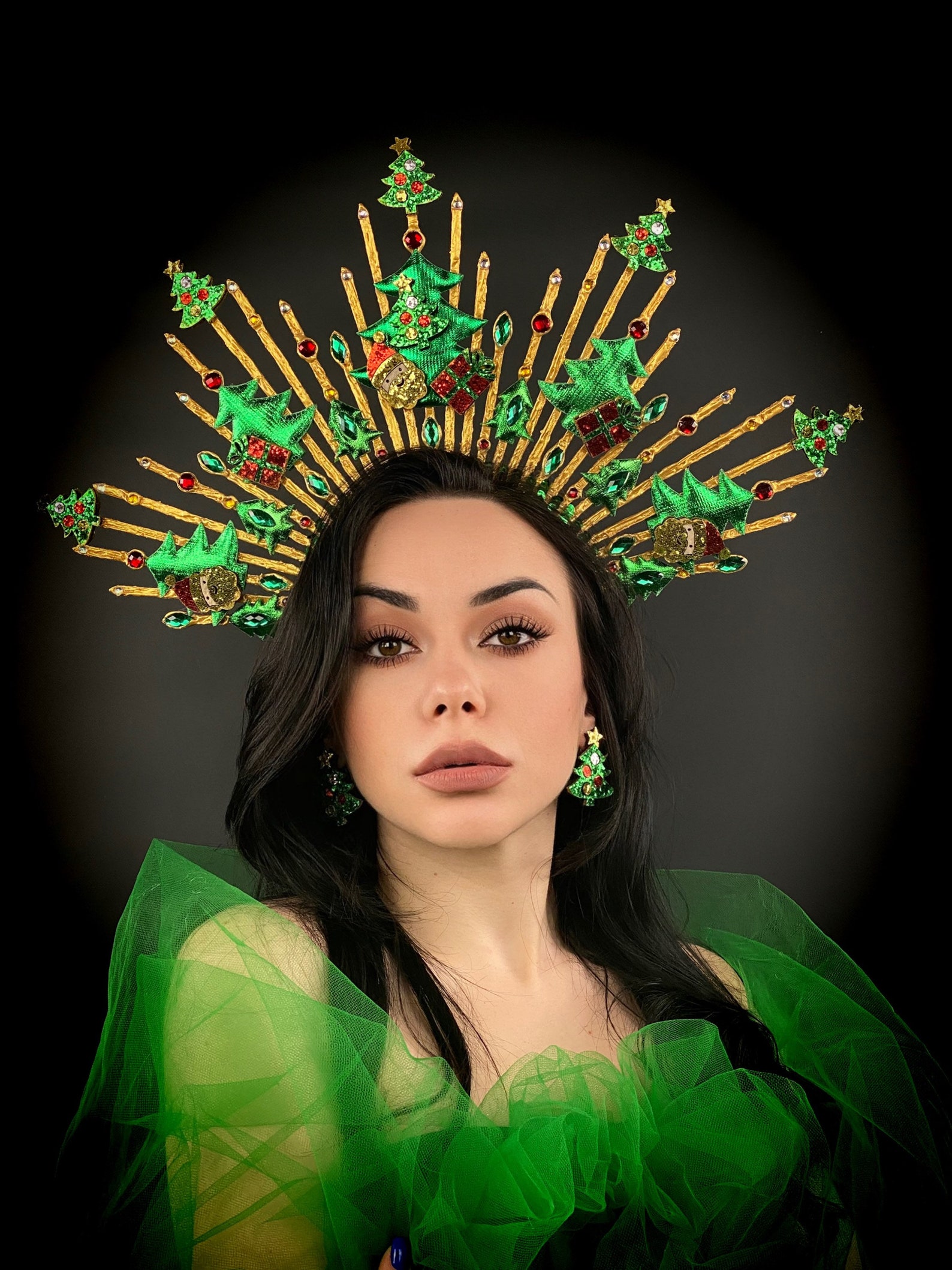 Christmas Tree Halo Crown, Xmas Headpiece, Winter Festival Crown - Etsy