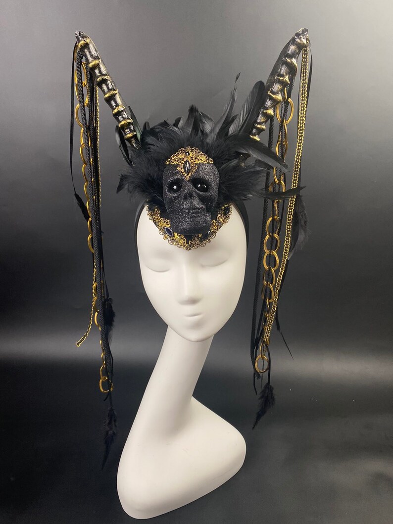 Demon Horns Headpiece Dark Queen Crown Antelope Gothic - Etsy
