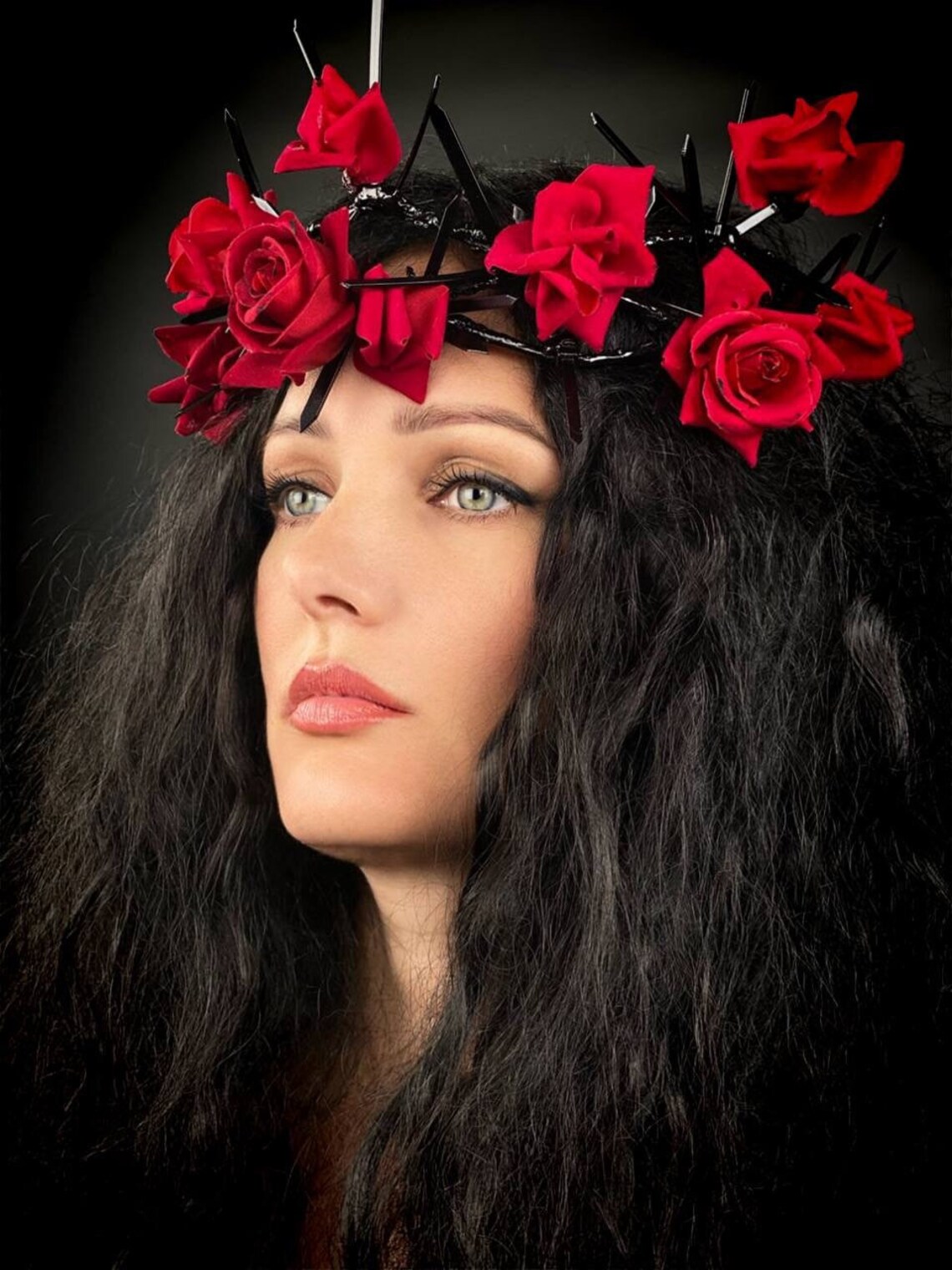 Spiked Crown With Red Rose Tiara of Torments Wreath With - Etsy