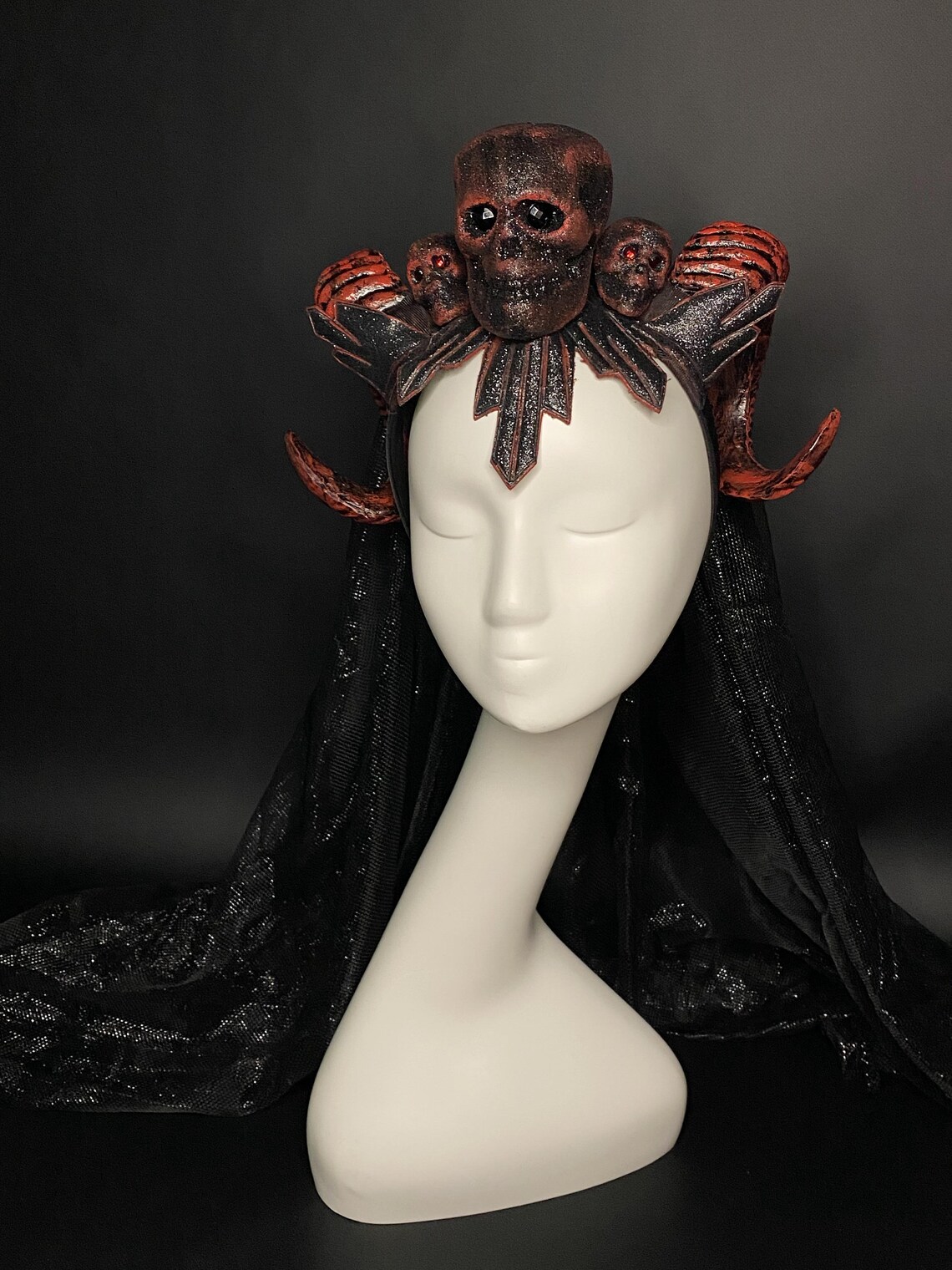 Devil Horns Headpiece Satyr Costume Demon Horns With Skull - Etsy