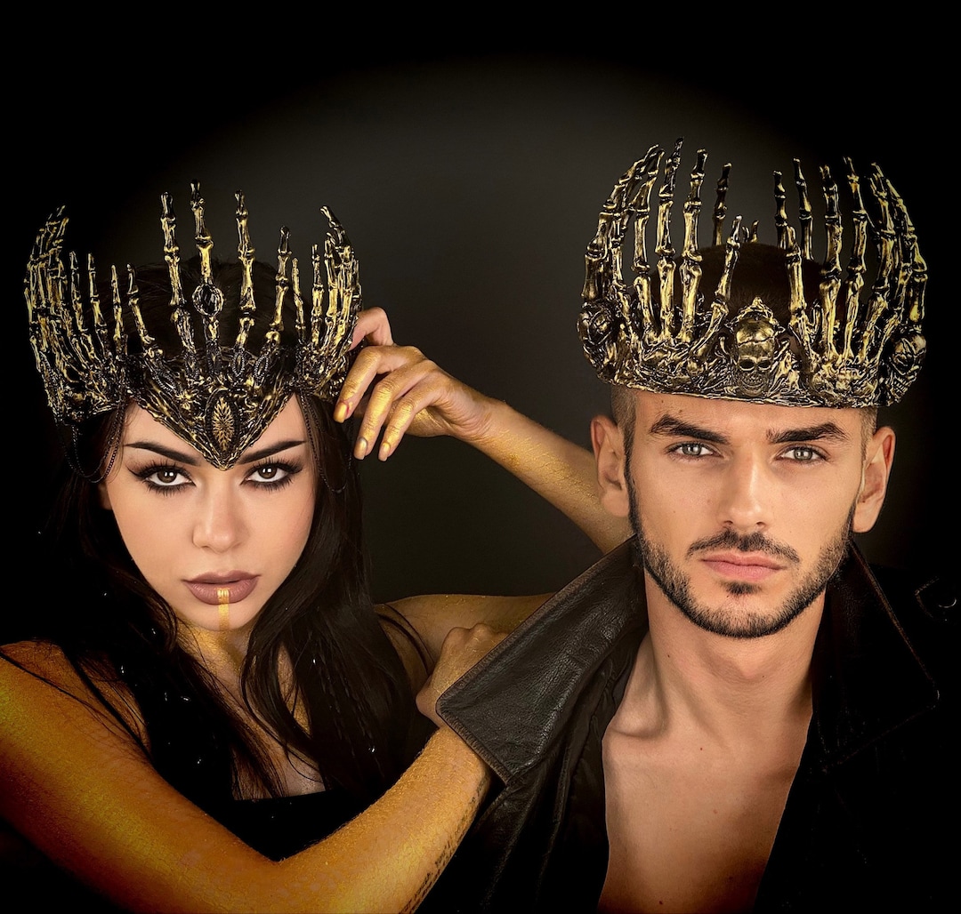 Gothic Crowns for a Couple, Evil Queen and Dark King, Devil Crown, Dark ...
