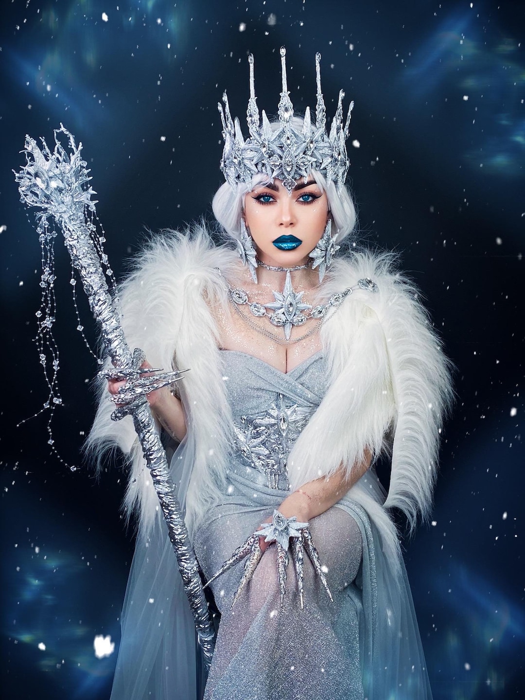 Mardi Gras Costume, Silver Ice Queen Crown, Snow Fairy Tiara, Christmas ...