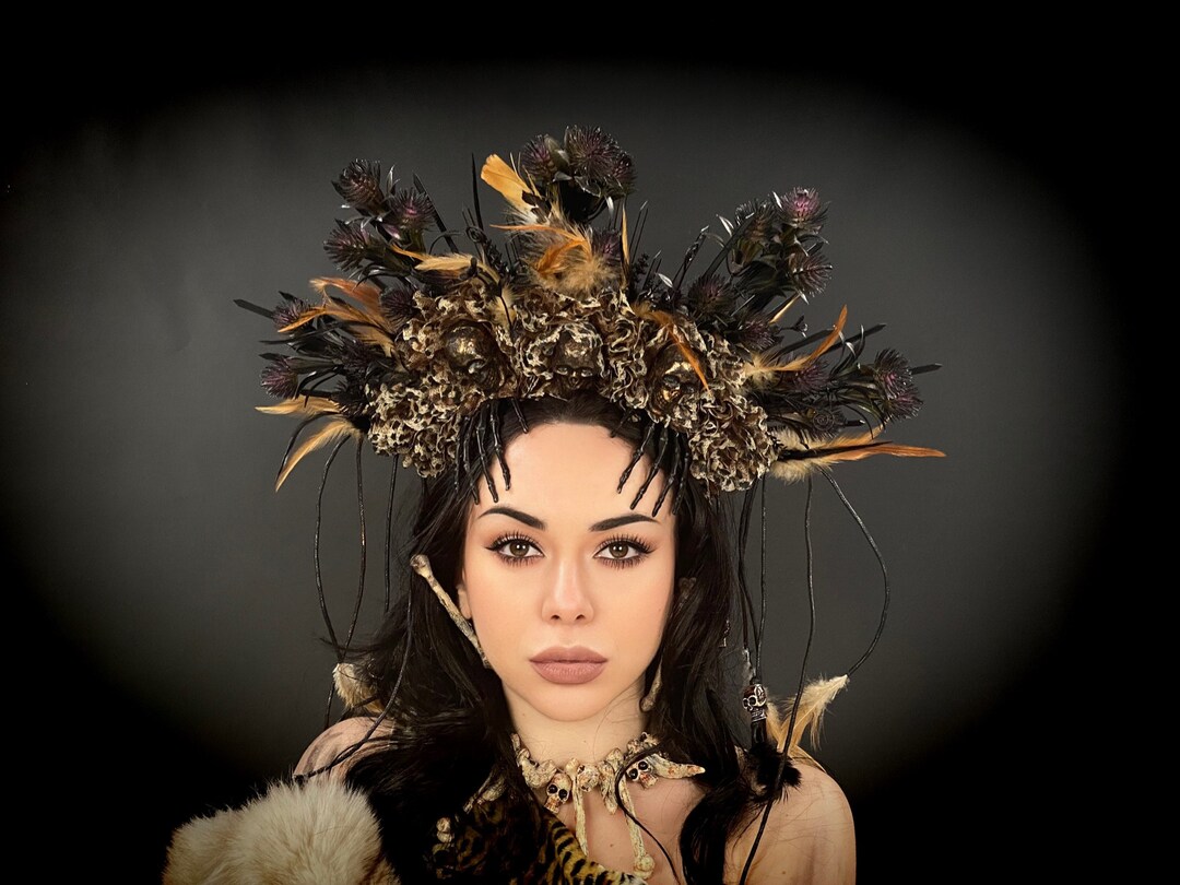 Voodoo Headpiece Black Mamba Crown Dark Shaman Skull - Etsy